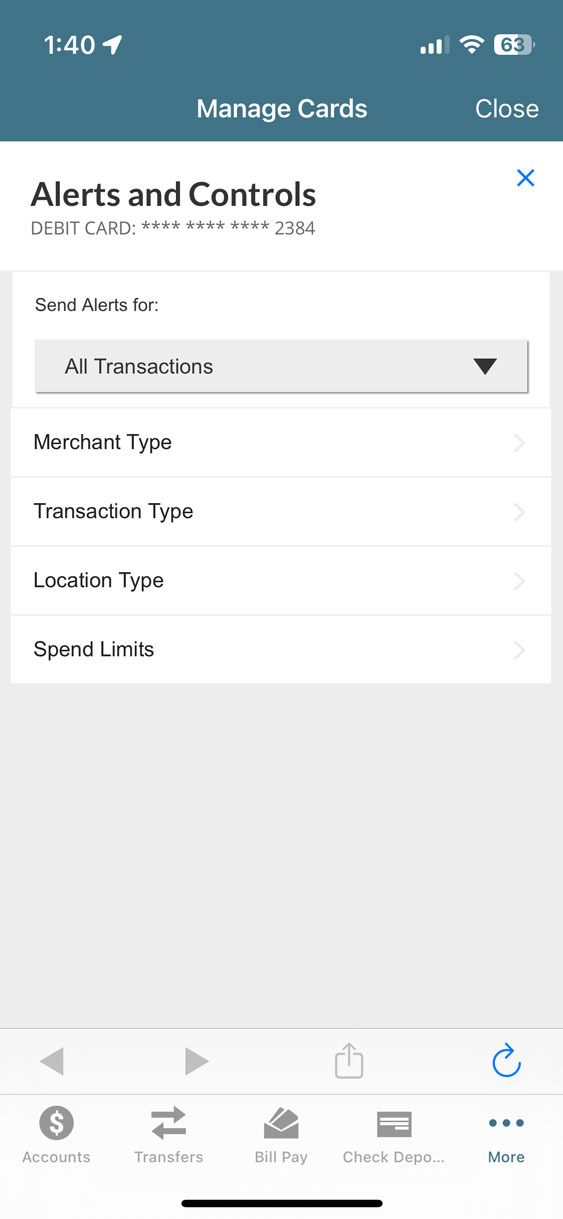 Setting Up Card Management - Kirtland Credit Union